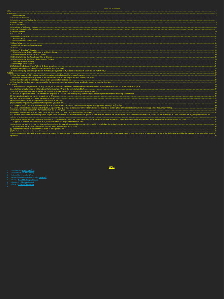 Physics Theorems & Concepts Guide | PDF | Waves | Ellipse
