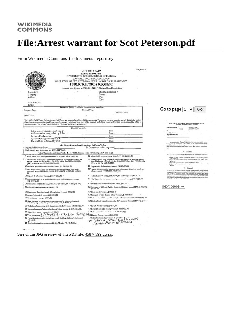 File Arrest Warrant For Scot Peterson PDF | PDF