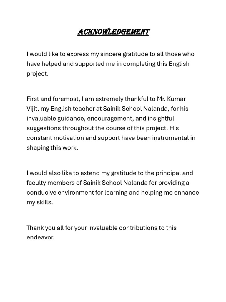 English Acknowledgement | PDF