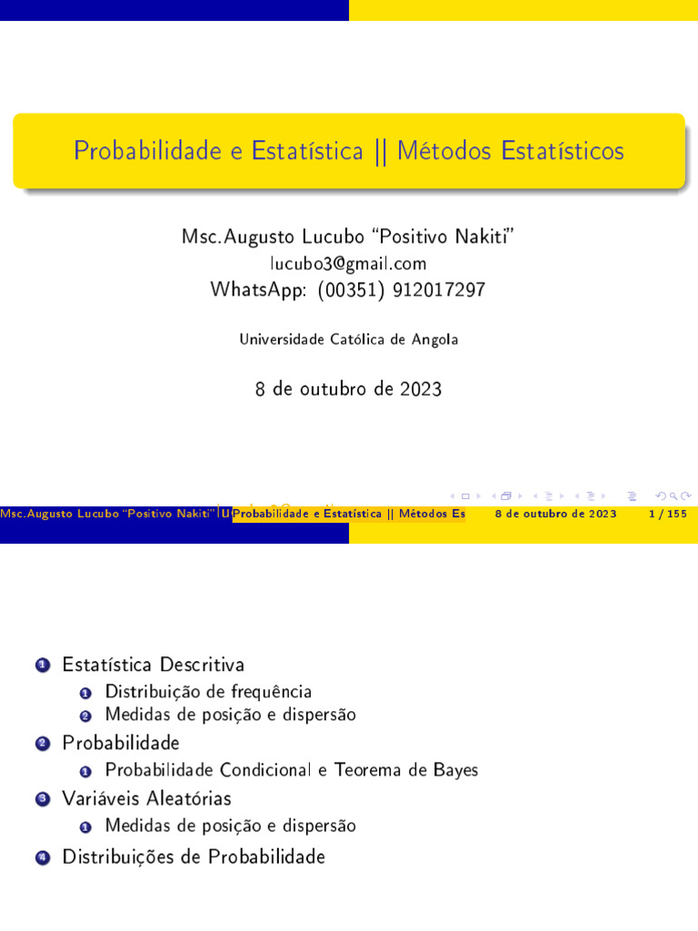 Métodos de Estatística e Probabilidade | PDF | Estatísticas ...