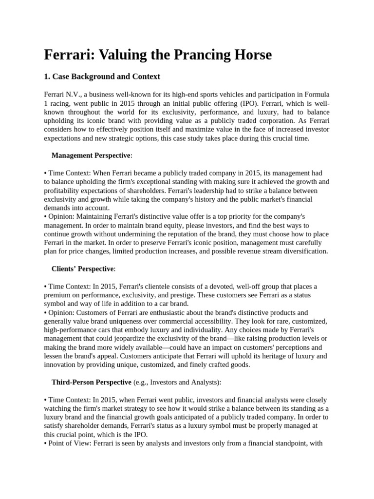 Ferrari CASE STUDY | PDF | Brand | Ferrari