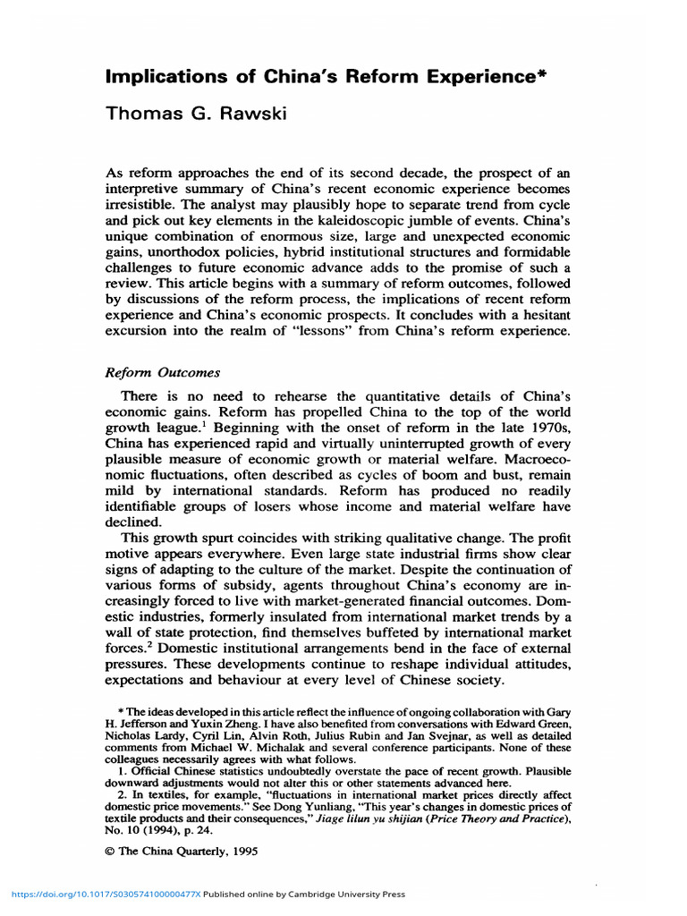 China's Economic Reform Insights | PDF | Economics | China