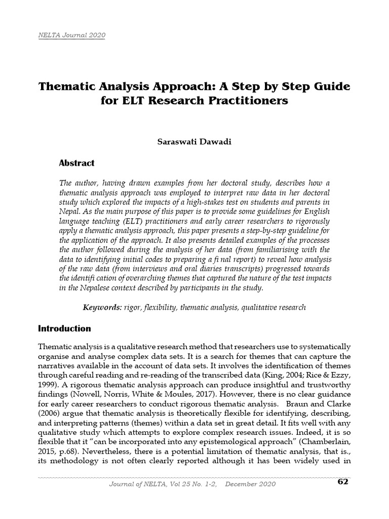 Thematic Analysis Approach: A Step by Step Guide For ELT Research ...