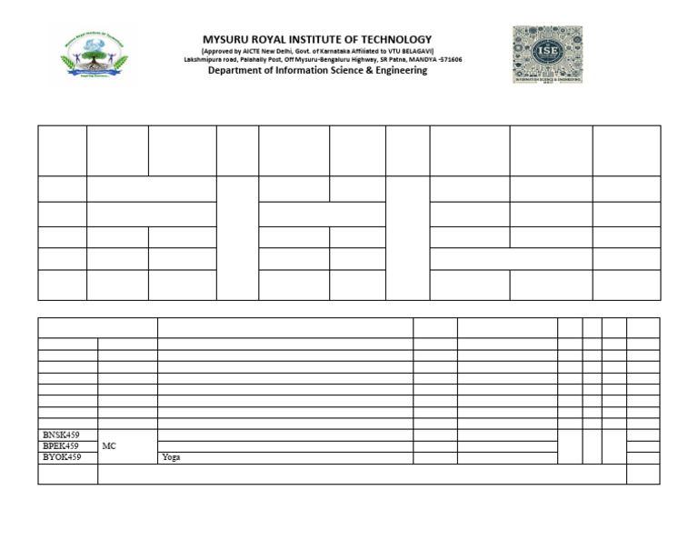 4th Sem C Section ISE Time Table-2024-25 | PDF | Computing