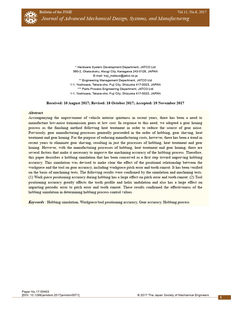 Hobbing Process | PDF | Gear | Machining