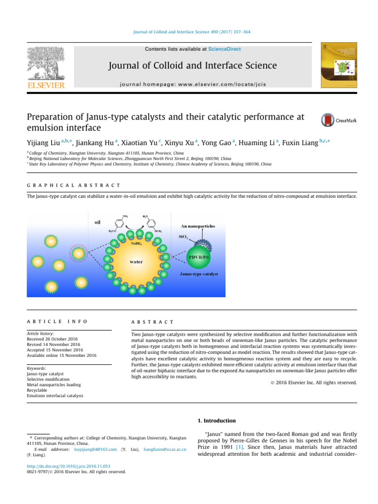 2017 - JCIS - Preparation of Janus-Type Catalysts and Their Catalytic ...