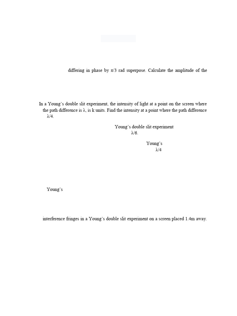 Wave Optics Assignment-1 | PDF | Diffraction | Wavelength