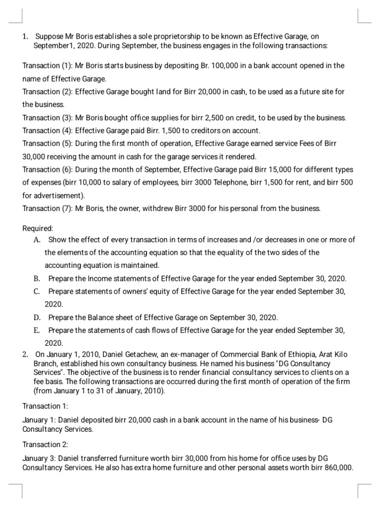 Worksheet For Principles of Accounting | PDF | Banks | Expense