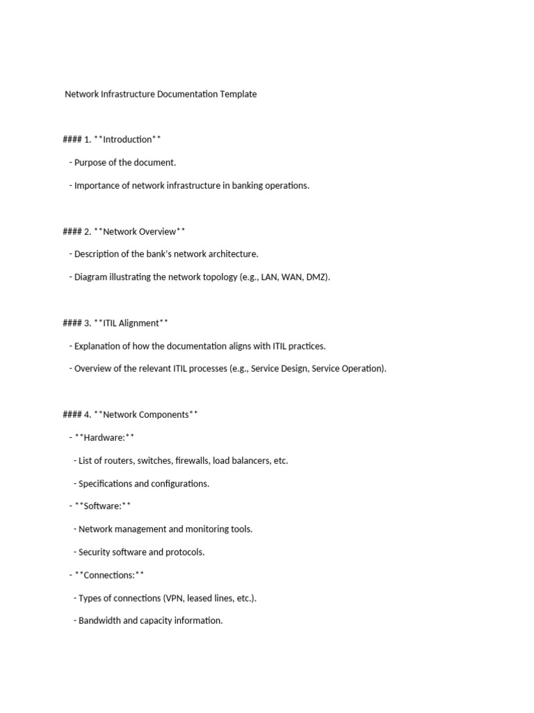 Network Infrastructure Documentation Template | PDF | Computer Network ...