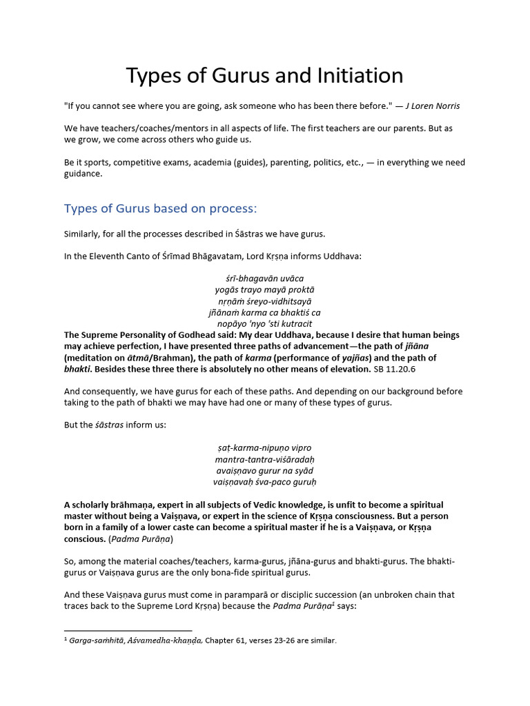 Types of Gurus and Initiation | PDF | Guru | Vaishnavism
