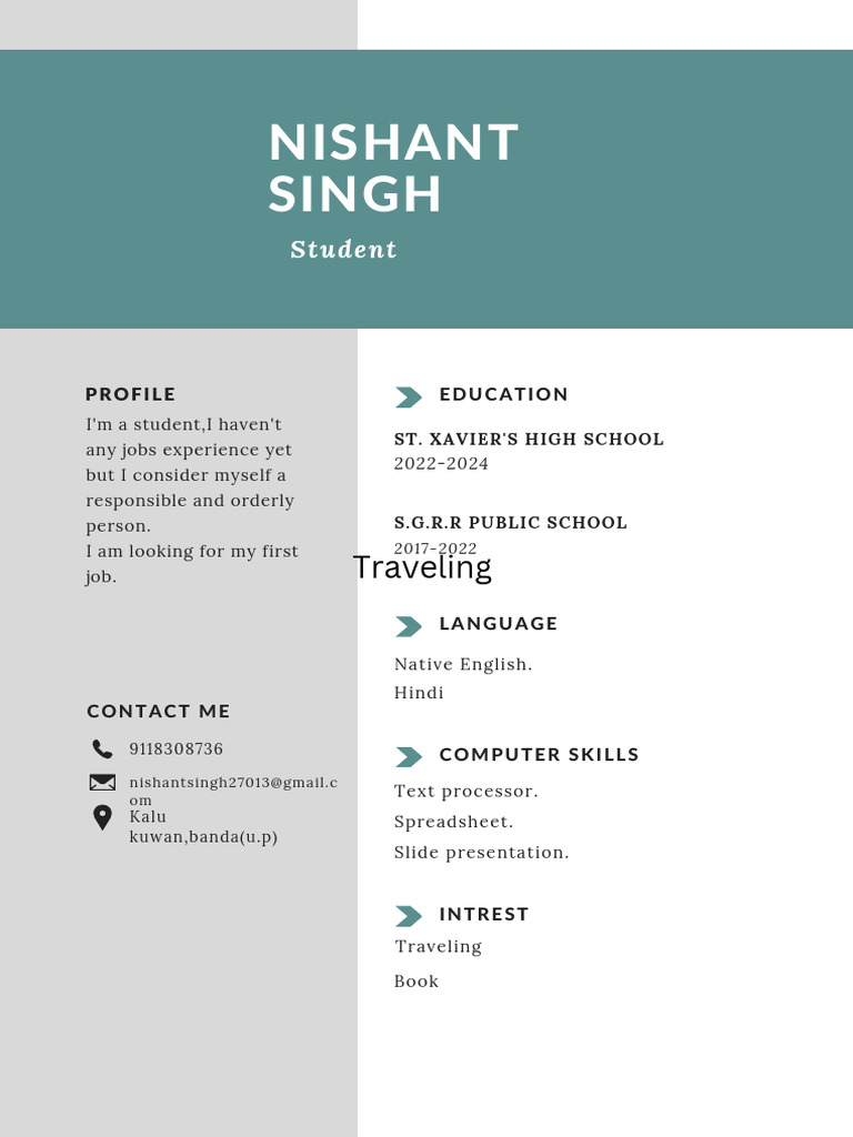 White and Green Simple Student CV Resume | PDF