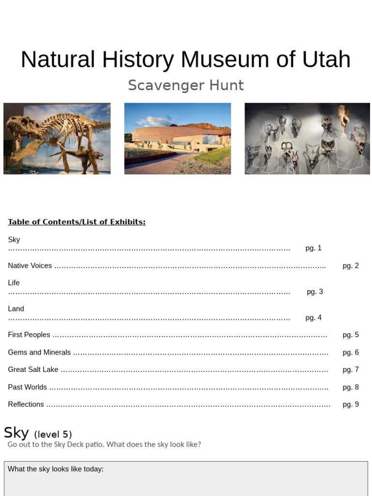 Natural History Museum Scavenger Hunt | PDF | Earth Sciences