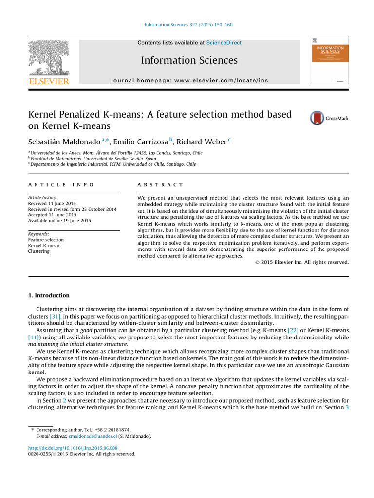 2015 Elsevier Kernel Penalized K Means A Feature Selection Method Based On Kernel K Means | PDF ...