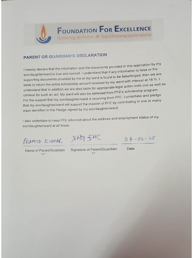 Parent Declaration Form | PDF