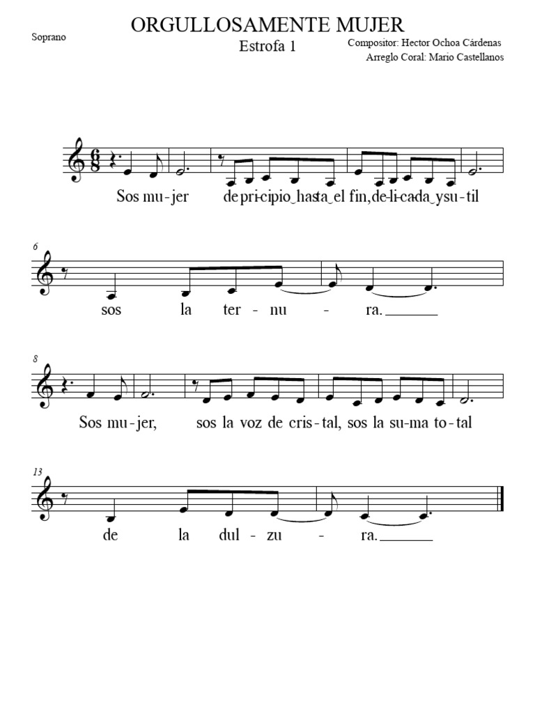Orgullosamente Mujer - Estrofa 1 Soprano | PDF