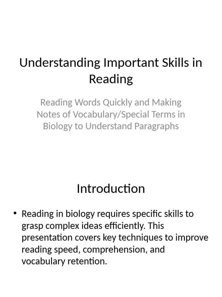 Essential Biology Reading Skills Guide | PDF | Reading Comprehension ...