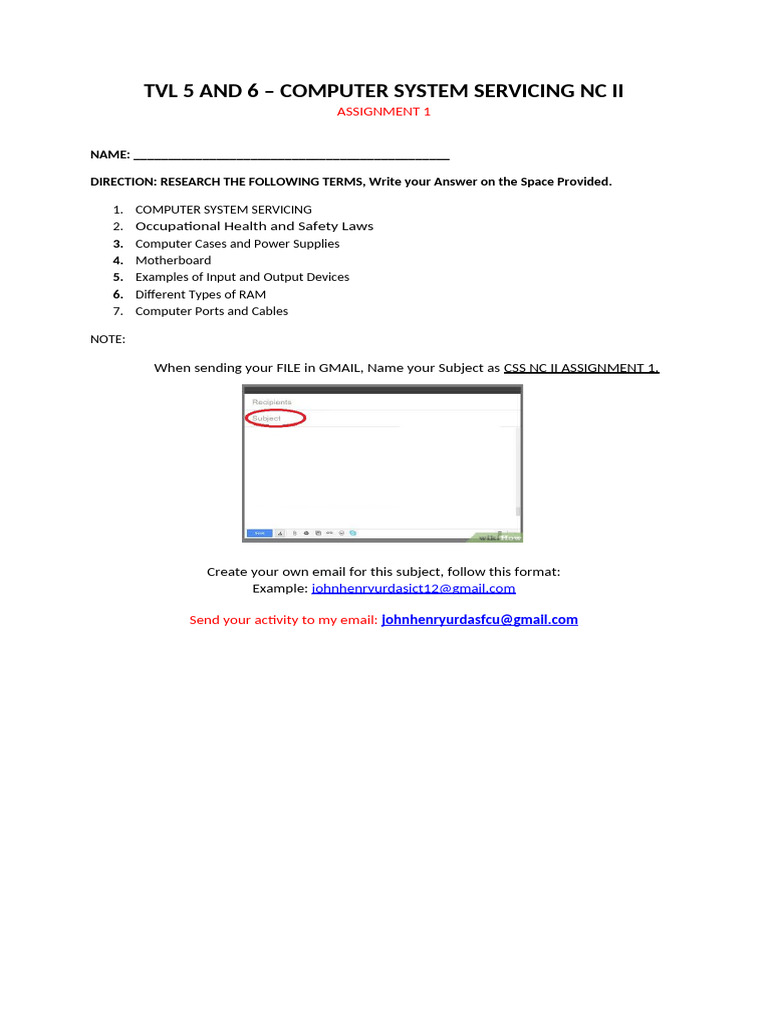 TVL 5 and 6 Assignment 1 | PDF