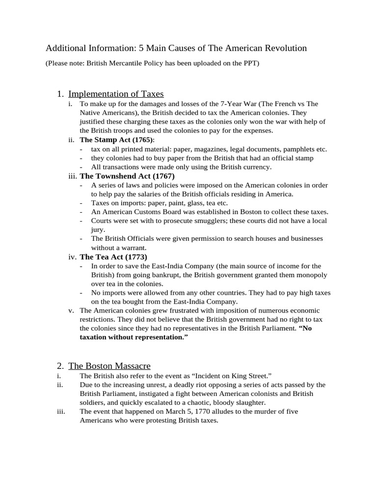 Additional Information - Causes | PDF | English Colonization Of The ...