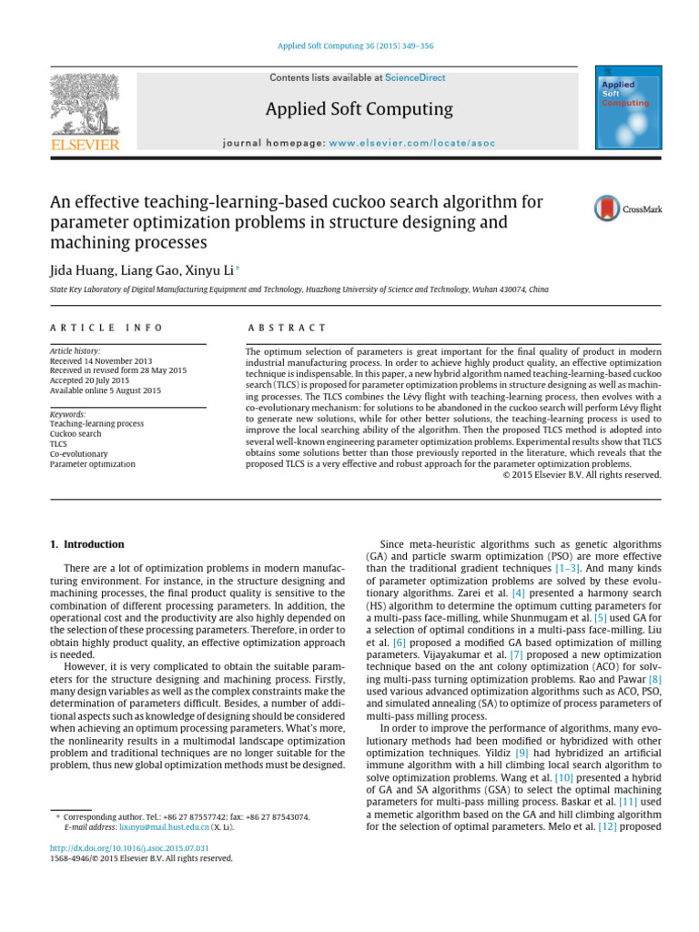2015 Elsevier an Effective Teaching Learning Based Cuckoo Search Algorithm for Parameter ...