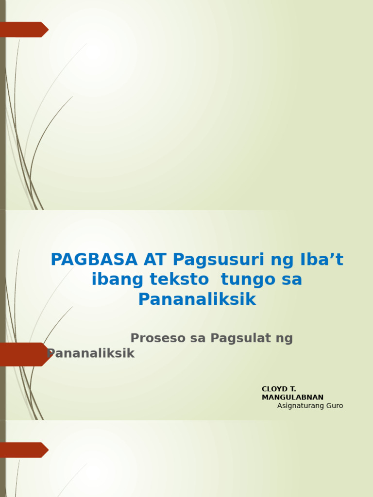 M3 W5 Pagbasa at Pagsusuri | PDF