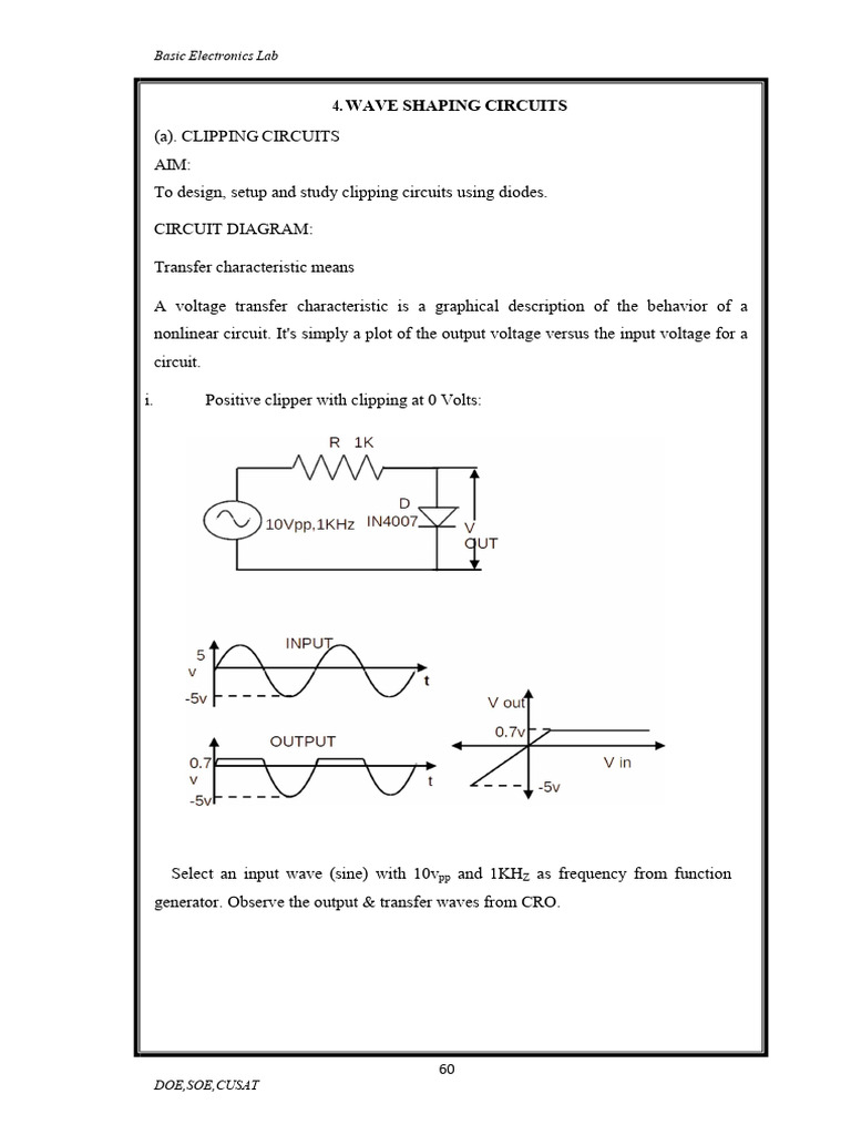 Clipping and Clamping Circuits Lab | PDF | Electronic Circuits ...