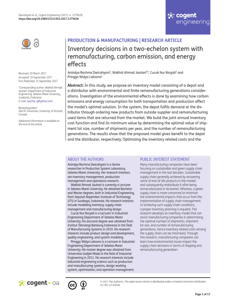 Inventory Decisions in A Two-Echelon System With R | PDF | Supply Chain ...