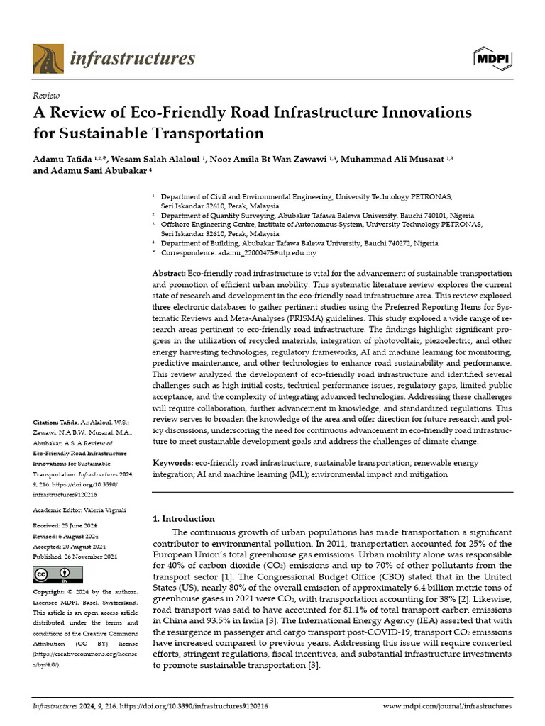 A Review of Eco-Friendly Road Infrastructure Innov | PDF ...