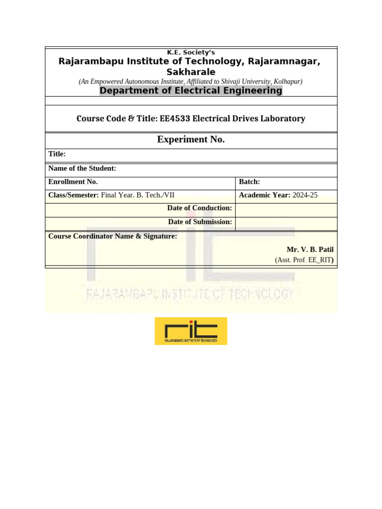 EE4533 Electrical Drives Lab Guide | PDF