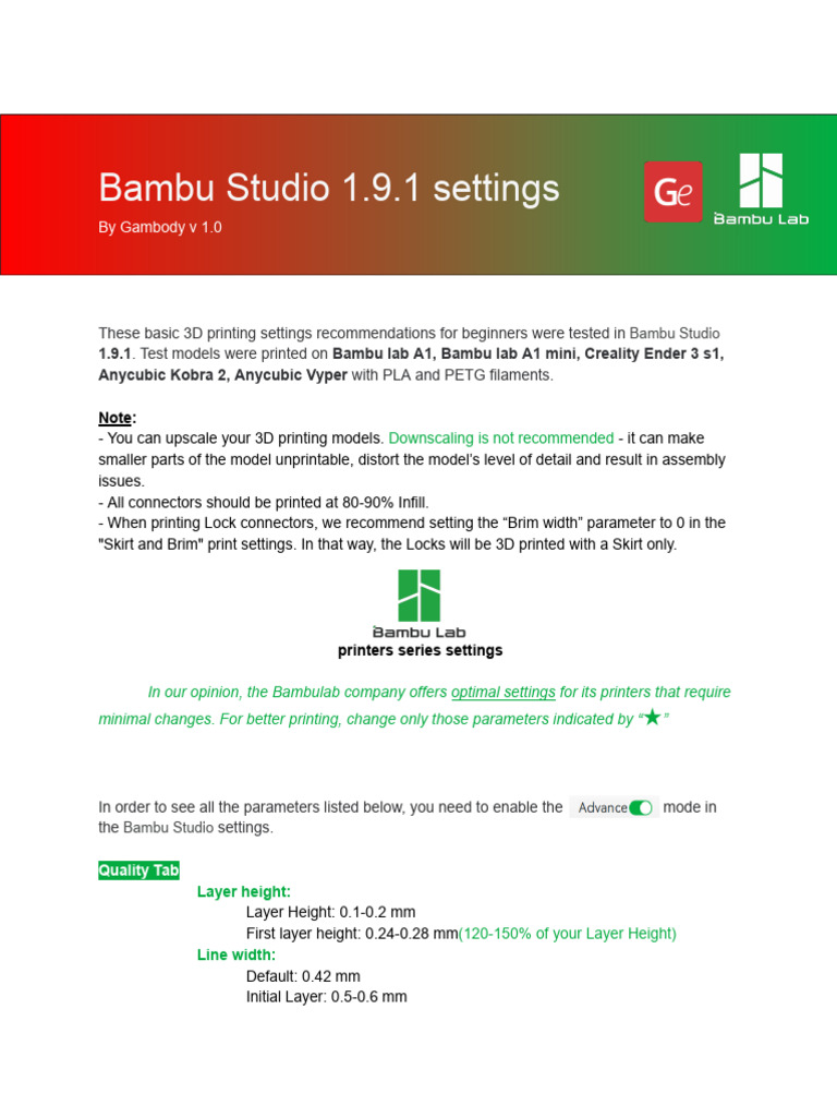 2137-Bambu Studio Settings | PDF | 3 D Printing