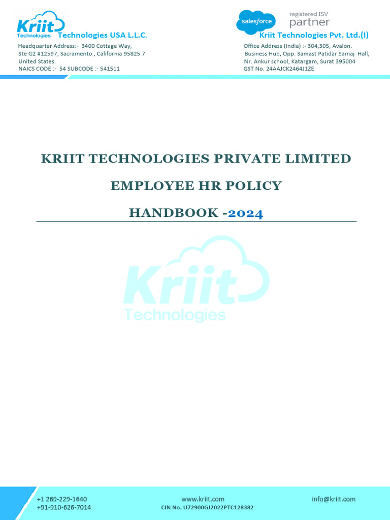 Kriit Technologies HR Policy (1) | PDF | Cost Of Living | Harassment