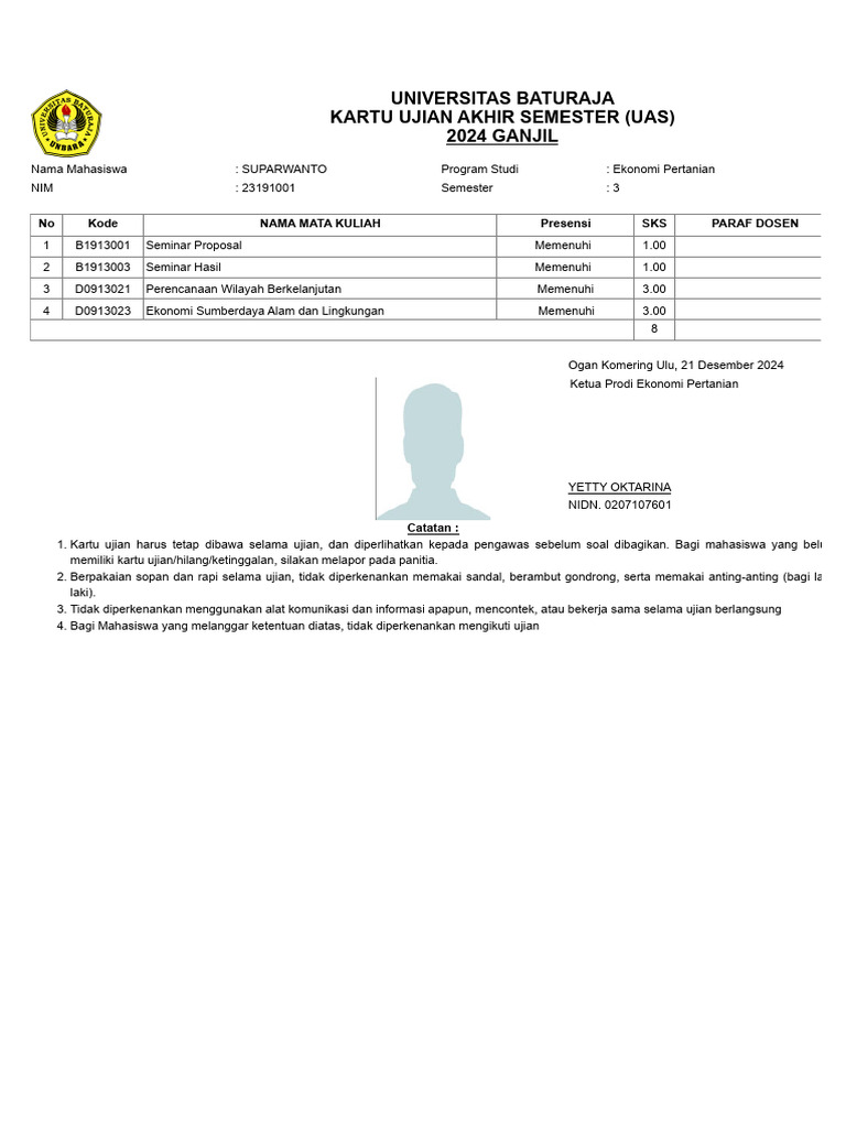 Kartu Ujian MEP 2023 | PDF