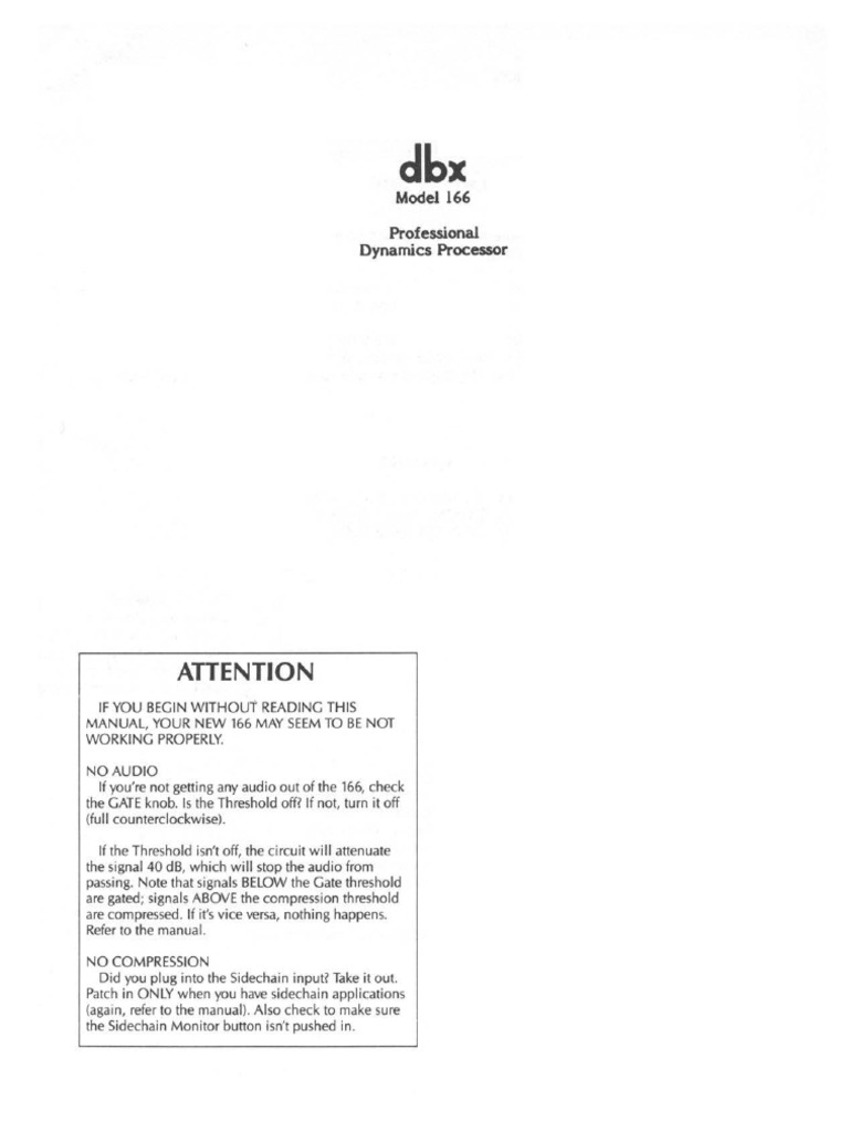 DBX 166 | PDF | Decibel | Electronic Engineering