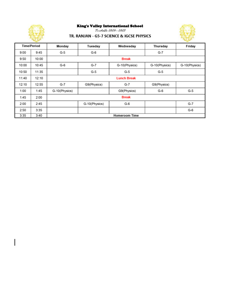 TR Ranjan Sched | PDF