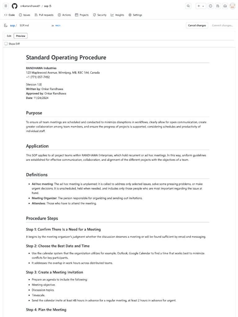 LAB 3 SOP Documentation in GitHub | PDF