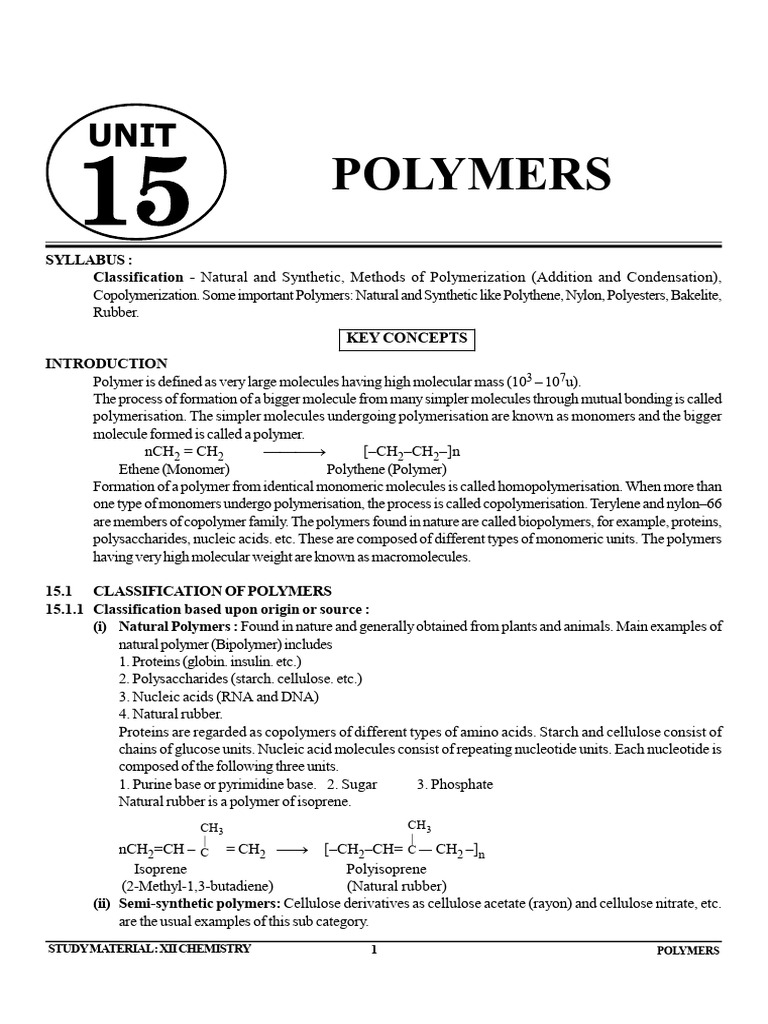 Plymers | PDF | Polymers | Polymerization