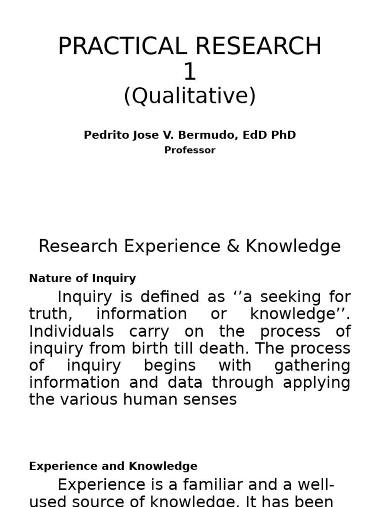 Practical Research 1 | PDF | Qualitative Research | Quantitative Research