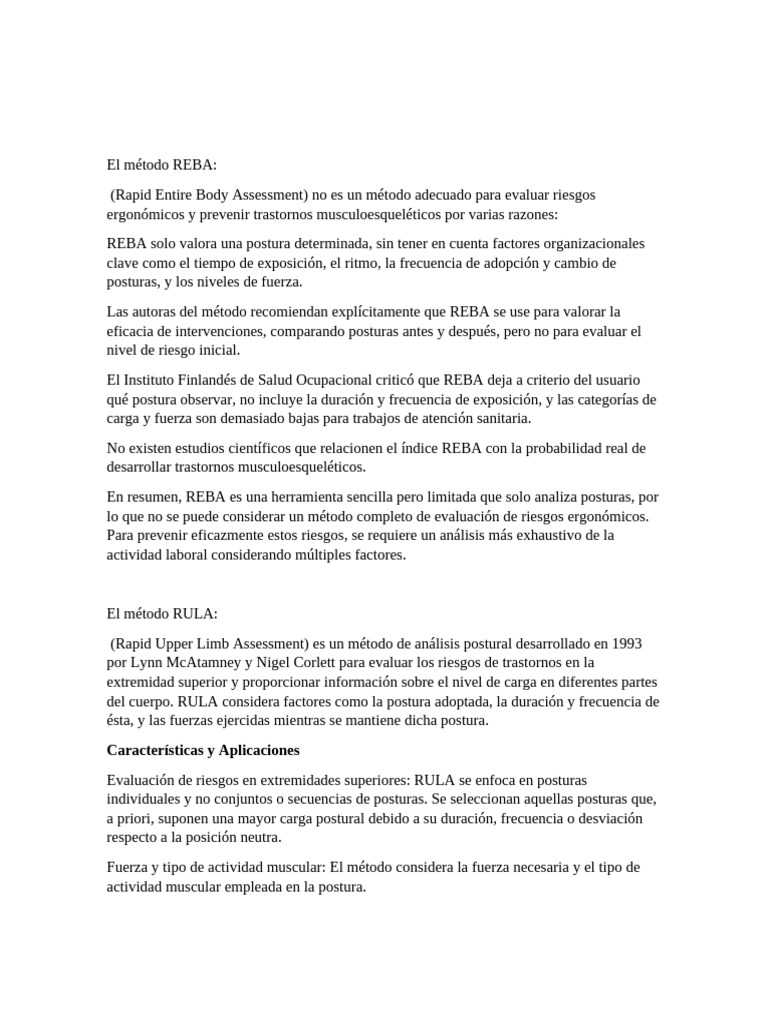 El Método REBA Y RULA | PDF
