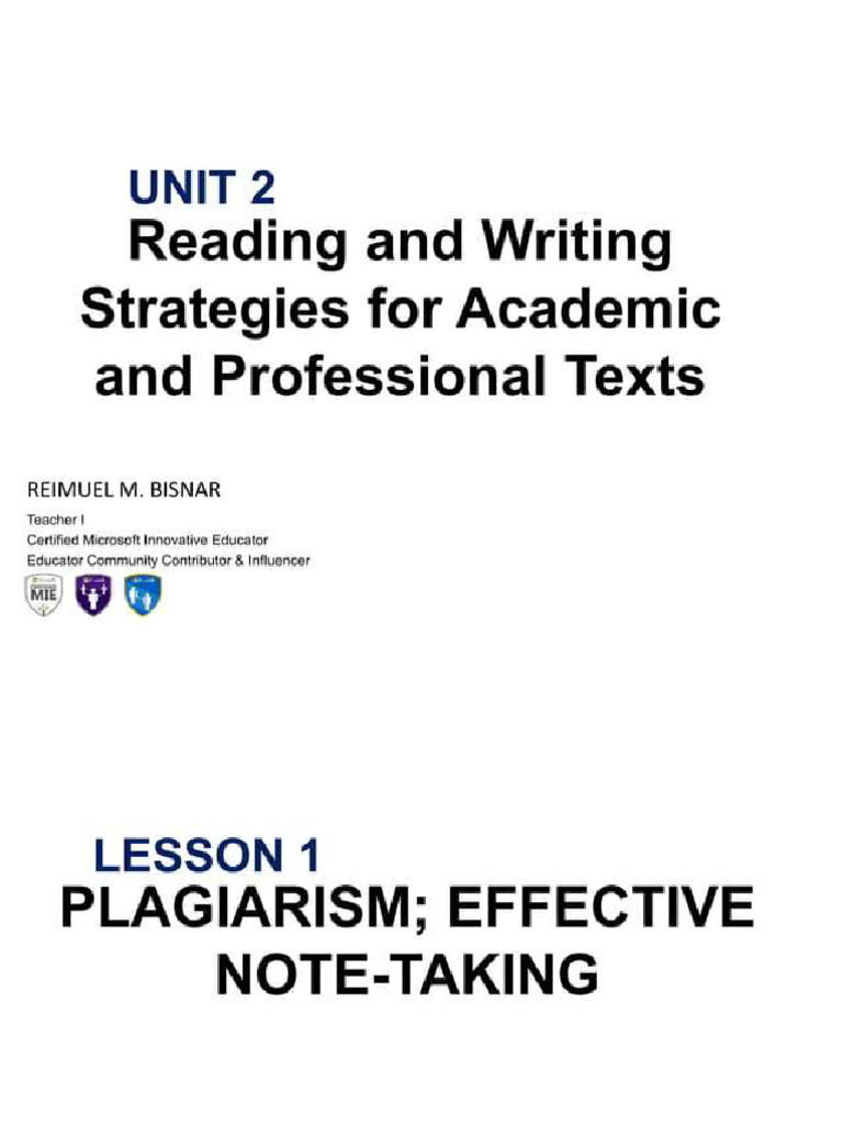 PDF-plagiarism & Effective Note Taking | PDF