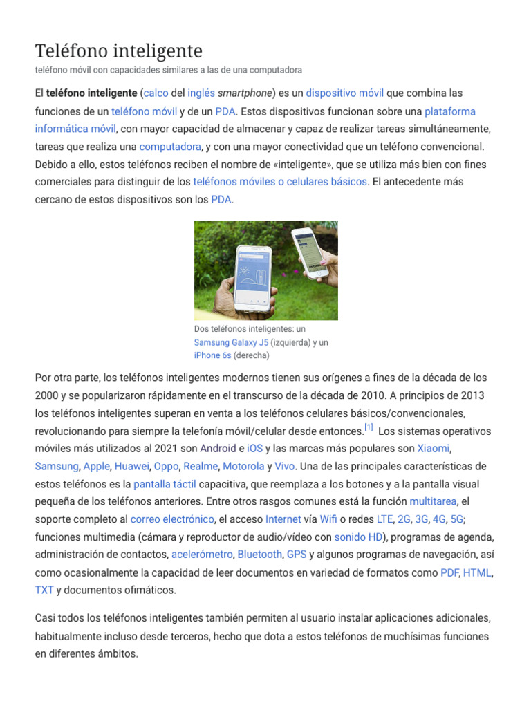 Teléfono Inteligente - Wikipedia, La Enciclopedia Libre | PDF ...