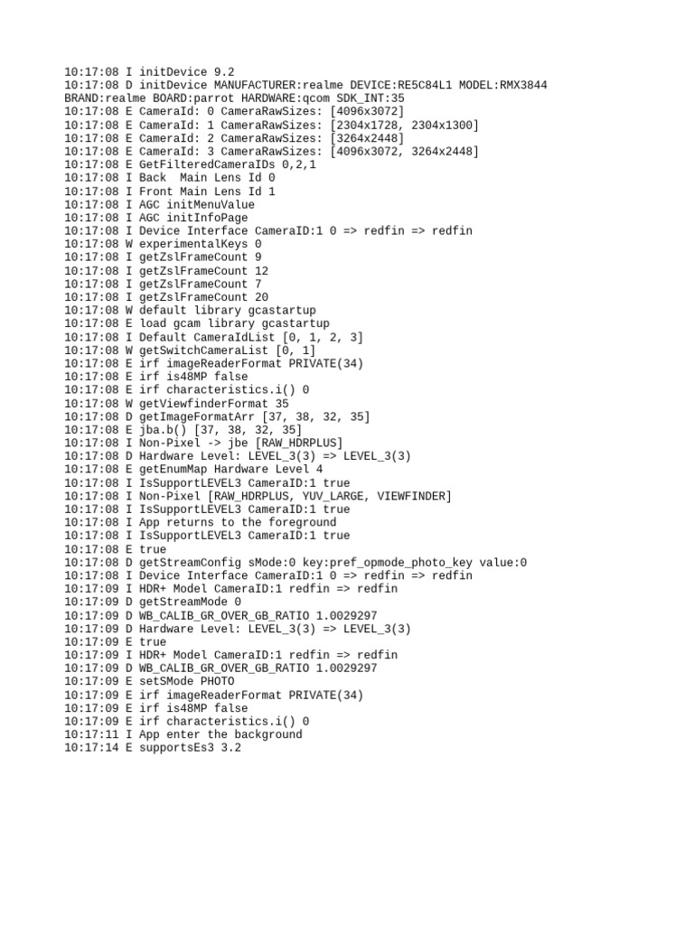 Camera Debug Log Analysis | PDF