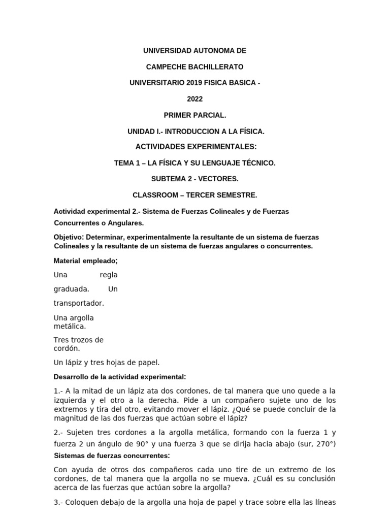 Pract Lab 2 F B Unid 1 Tema 2 2022 | PDF | Vector Euclidiano | Física