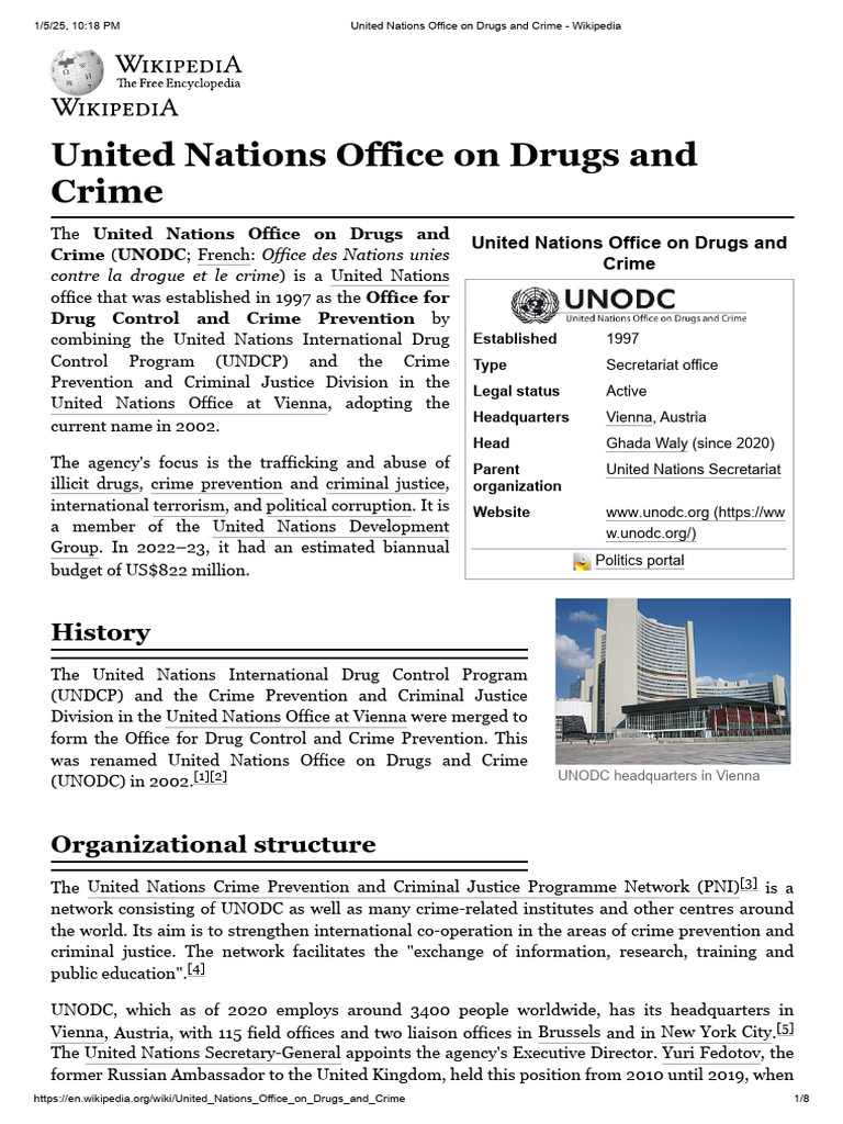 United Nations Office On Drugs and Crime - Wikipedia | PDF | Social ...