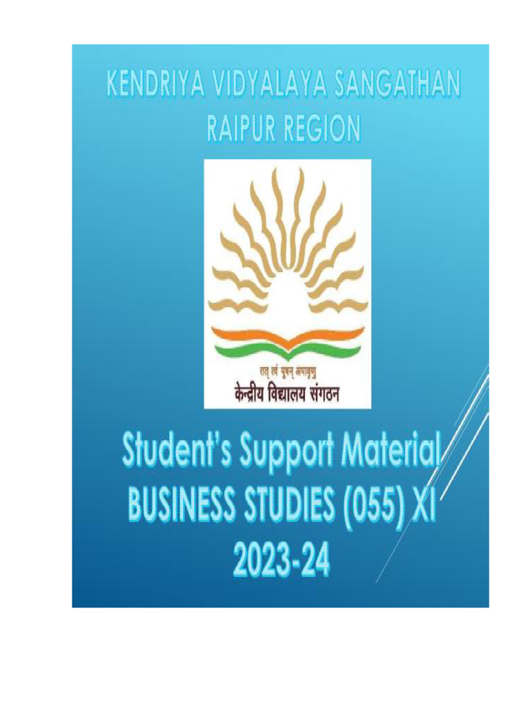 Support Material Business Studies XI (2023-24) | PDF | Partnership | Commerce