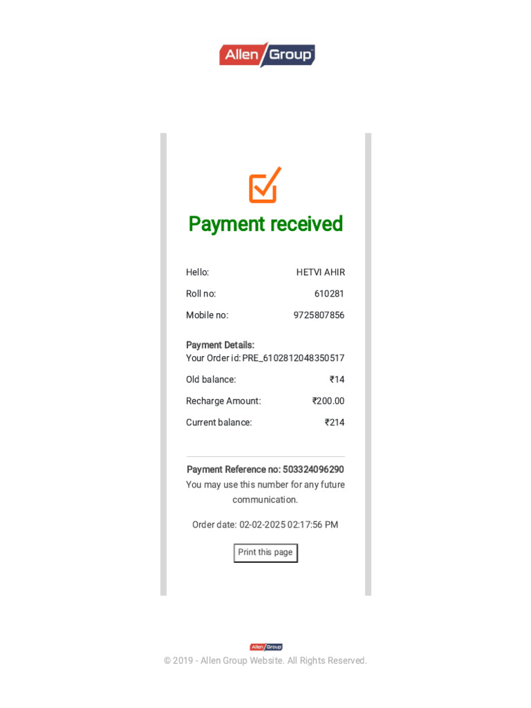 Payment Received | PDF