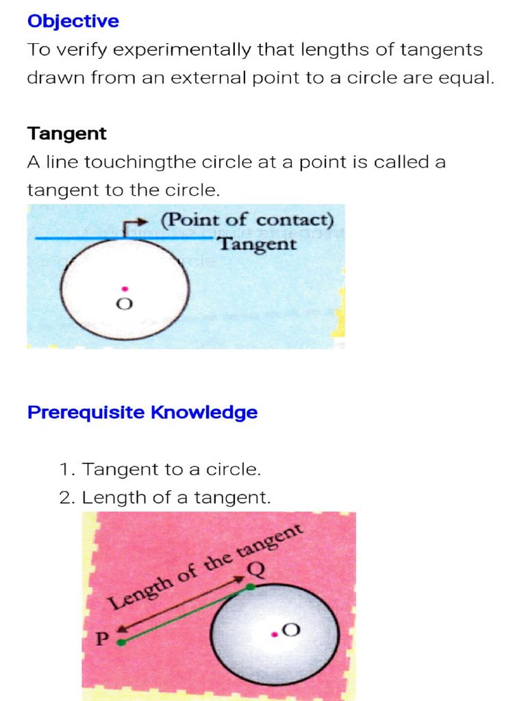Circle Tangent Activity Class 10 | PDF