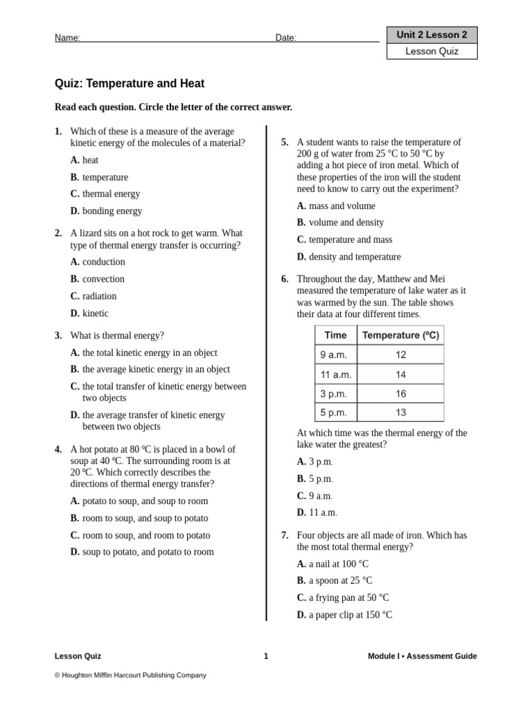6 heat worksheet | PDF | Temperature | Heat