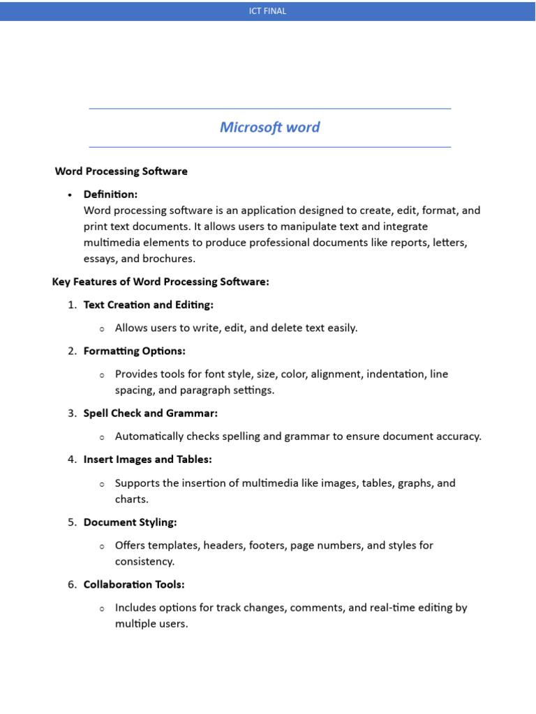 ICT FINAL | PDF | Microsoft Word | Microsoft Excel