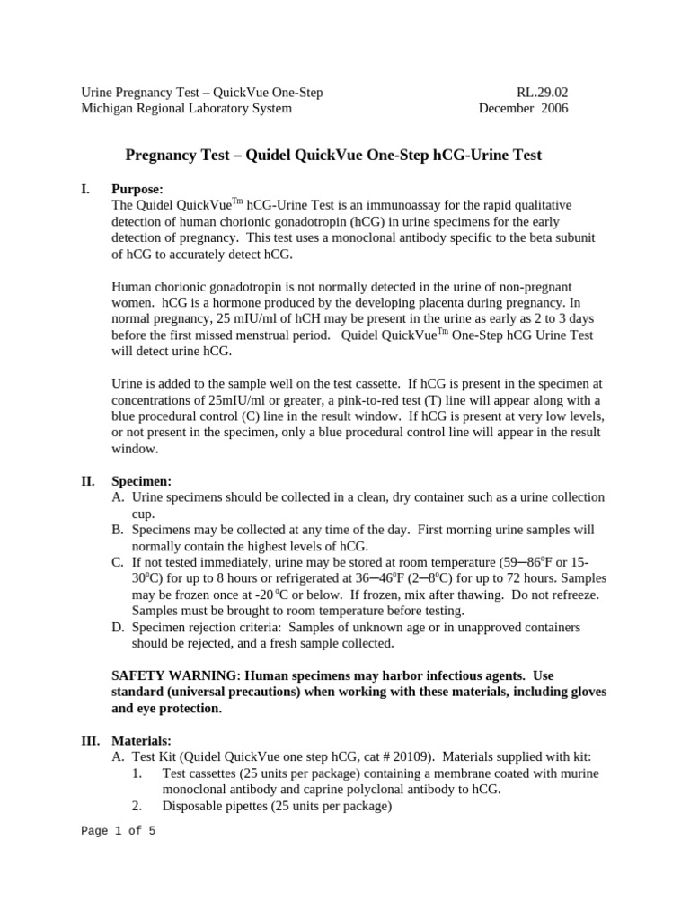Quidel QuickVue HCG Pregnancy Test 25785 7 | PDF | Human Chorionic ...