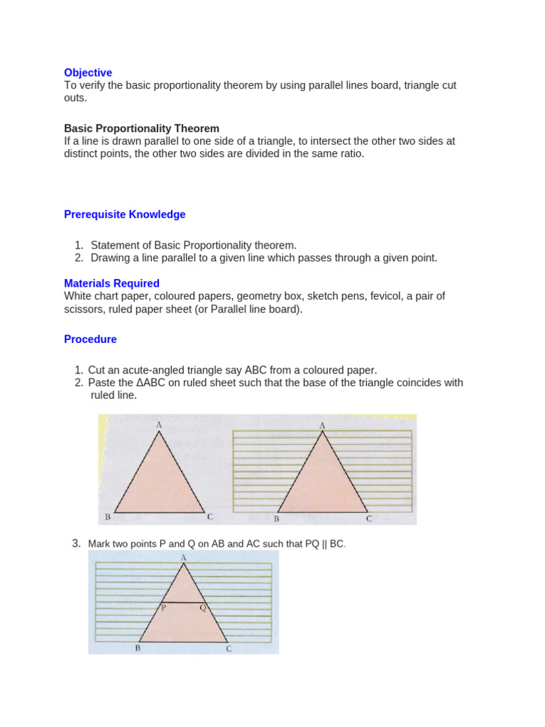 Basic Proportionality Theorem: Objective | PDF