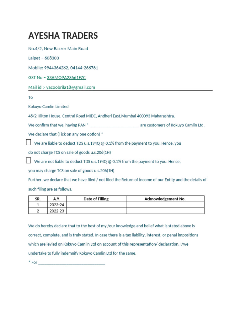 Ayesha Traders | PDF